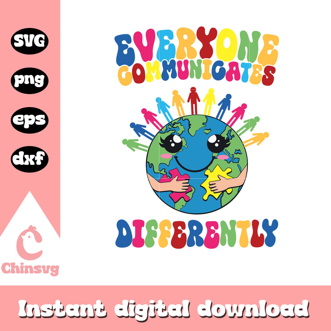 Everyone communicates differently svg, world autism awareness svg – Chinsvg