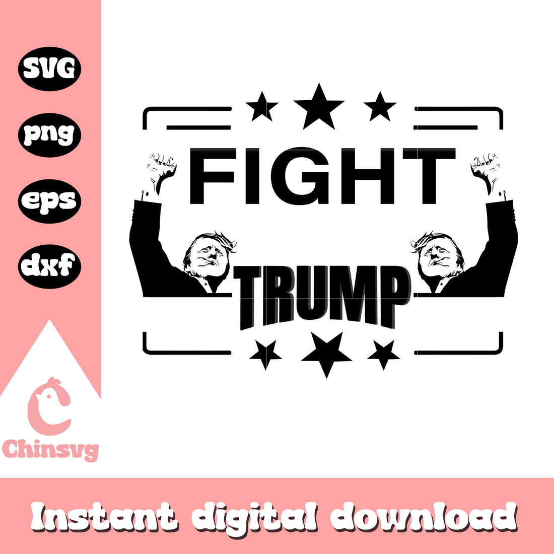 Fight trump black white logo svg, donald trump fight svg – Chinsvg