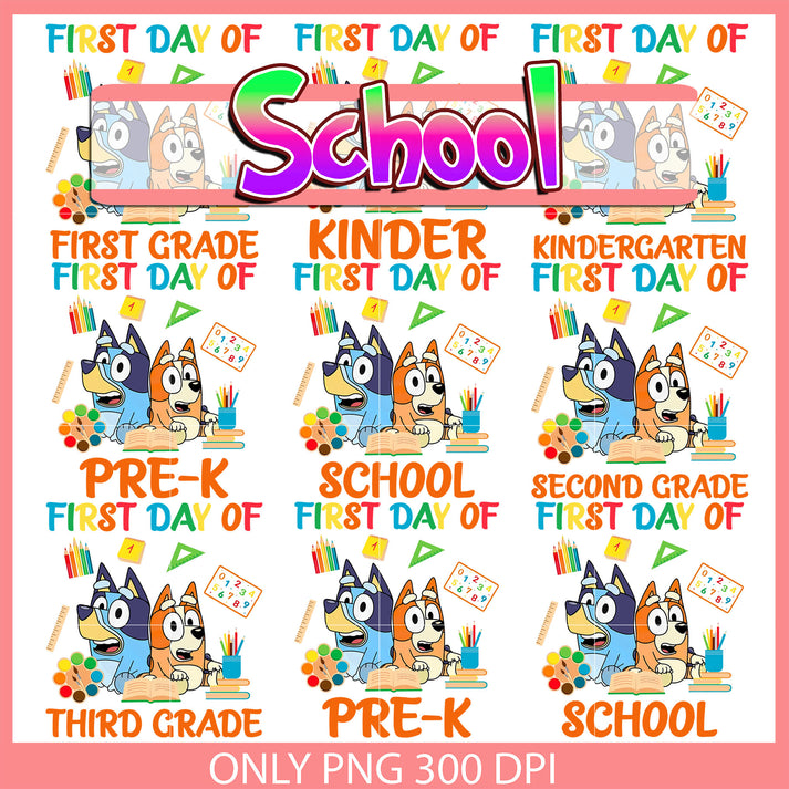 First day of school blue and bingo bundle png, blue and bingo png – Chinsvg