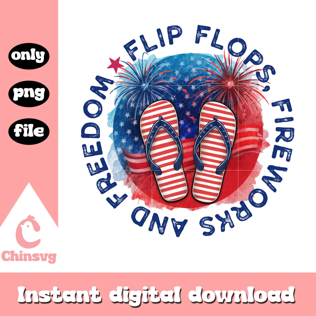 Flip flops fireworks and freedom png, happy 4th of july png – Chinsvg