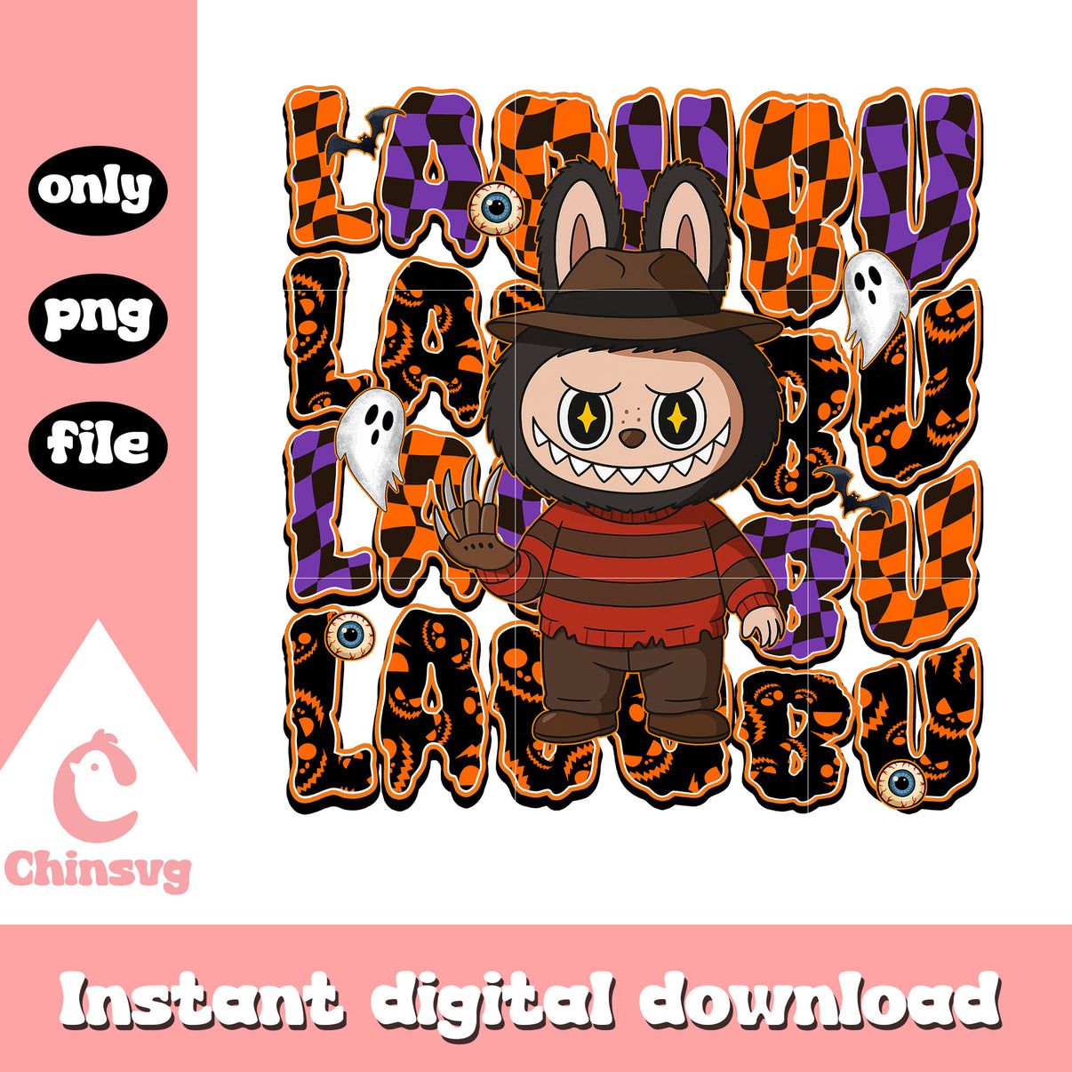 Freddy krueger labubu doll design png, freddy krueger character png ...