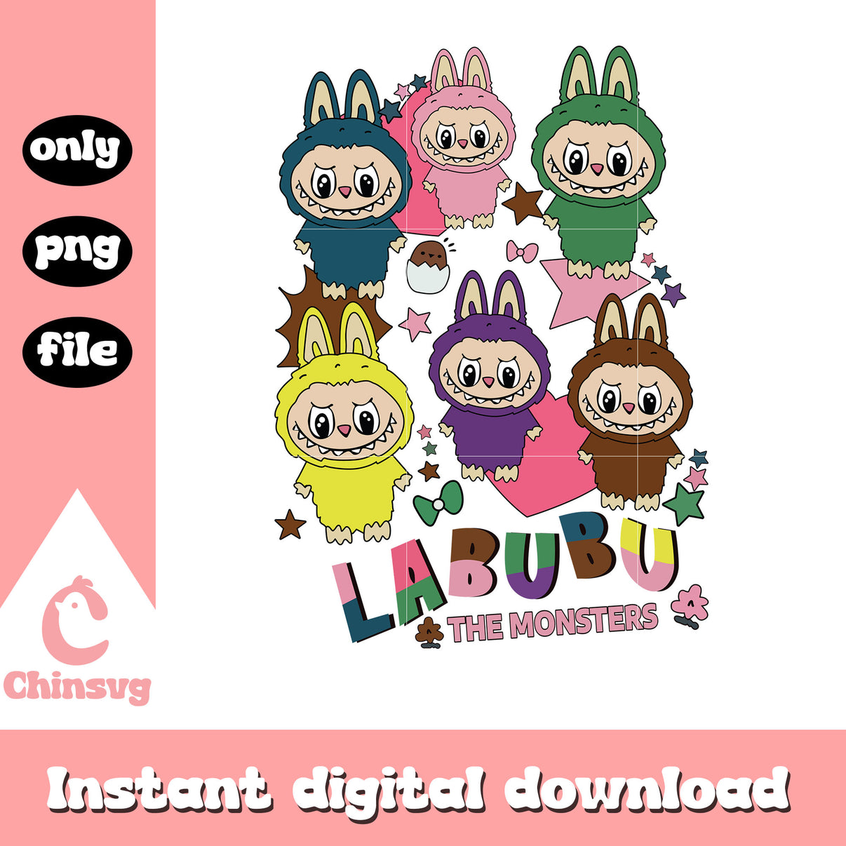 Friends labubu clipart design png, labubu all colors png – Chinsvg