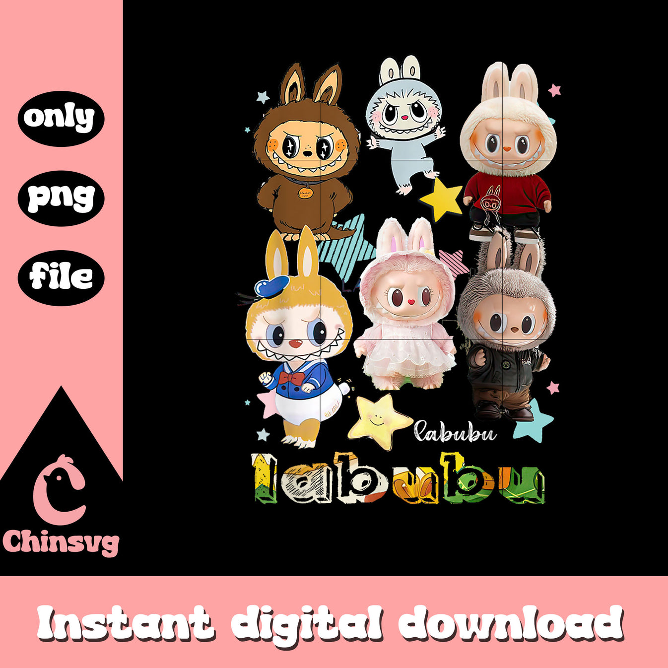 Funny labubu cute monsters design png, popmart labubu png – Chinsvg