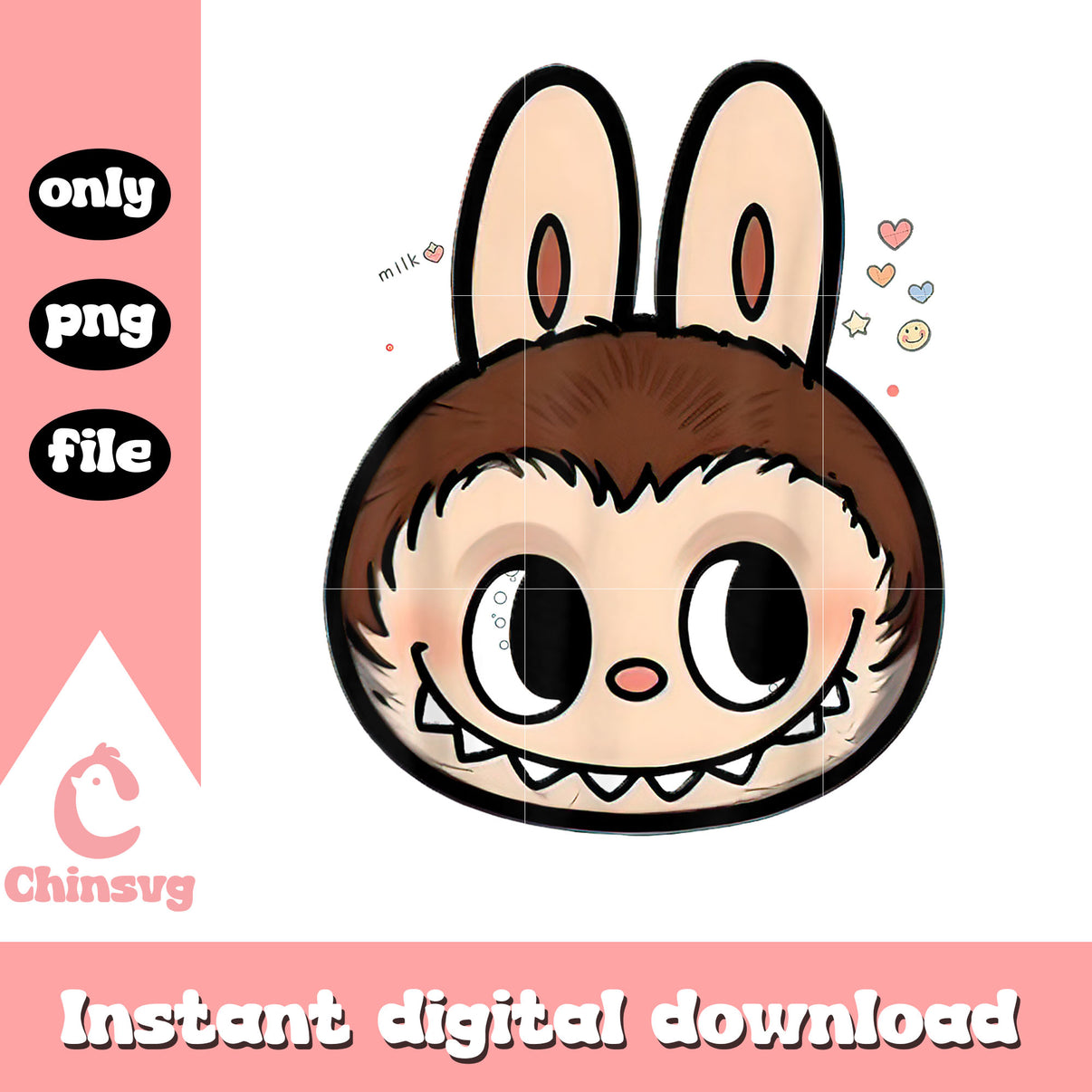 Funny labubu face the monsters design png, labubu monster png – Chinsvg