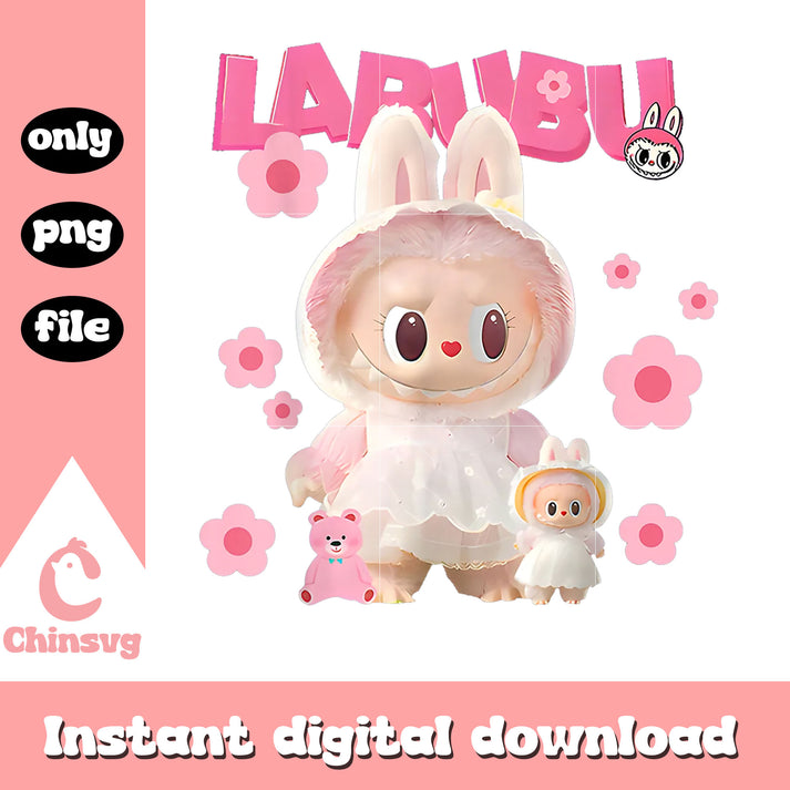 Funny labubu lover cute pink flowers design png, labubu png – Chinsvg