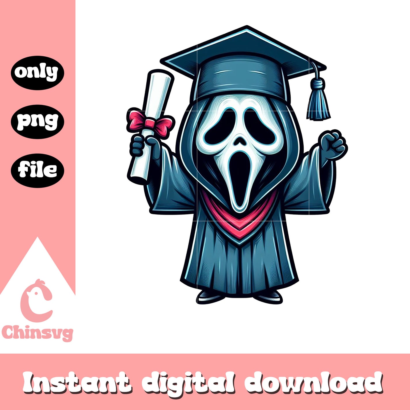 Ghostface chibi graduation design png, ghostface scream png – Chinsvg