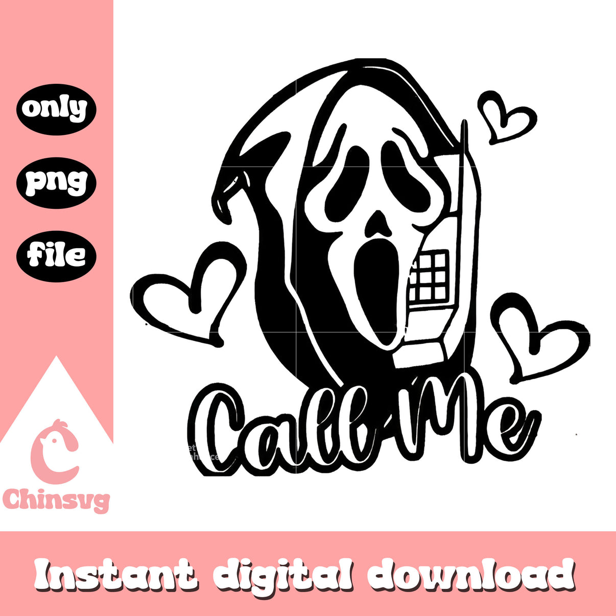 Ghostface horror head heart design png, scream horror film png – Chinsvg