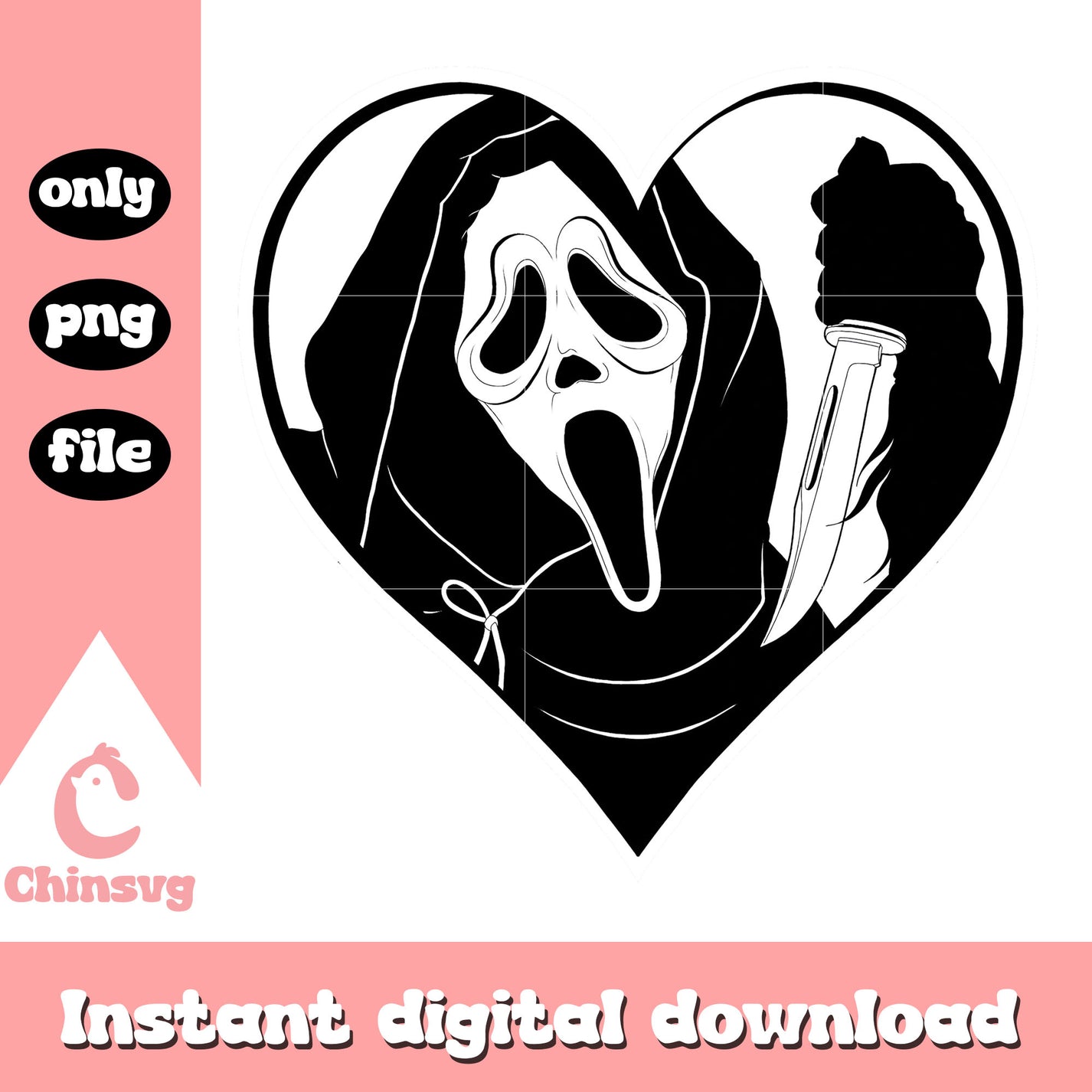 Ghostface horror heart design png, scream cartoon png – Chinsvg
