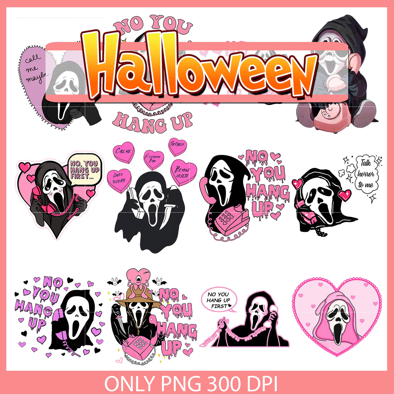 Ghostface no you hang up bundle png, pink ghostface png, halloween png ...