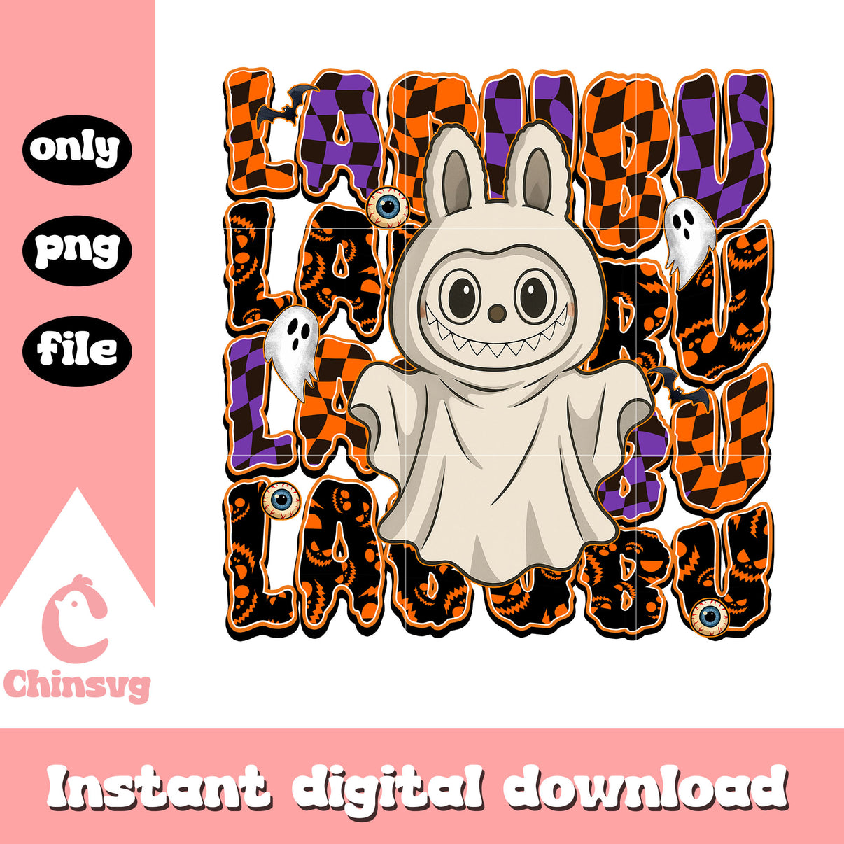 Ghost halloween labubu doll design png, labubu png, the ghost png – Chinsvg