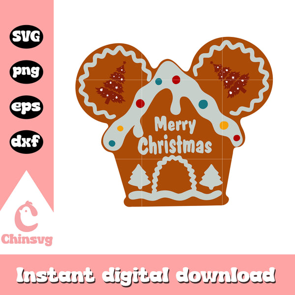 Gingerbread house mickey head svg, merry christmas svg – Chinsvg