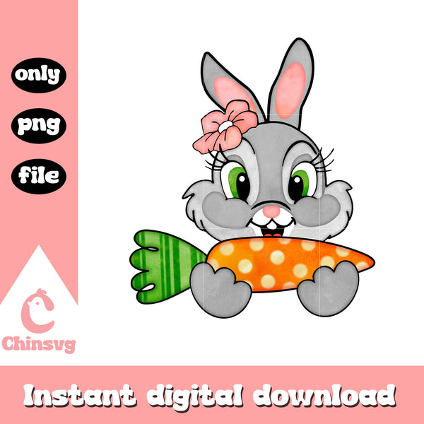 Girl rabbit bunny eating carrot design png, easter rabbit clipart png ...