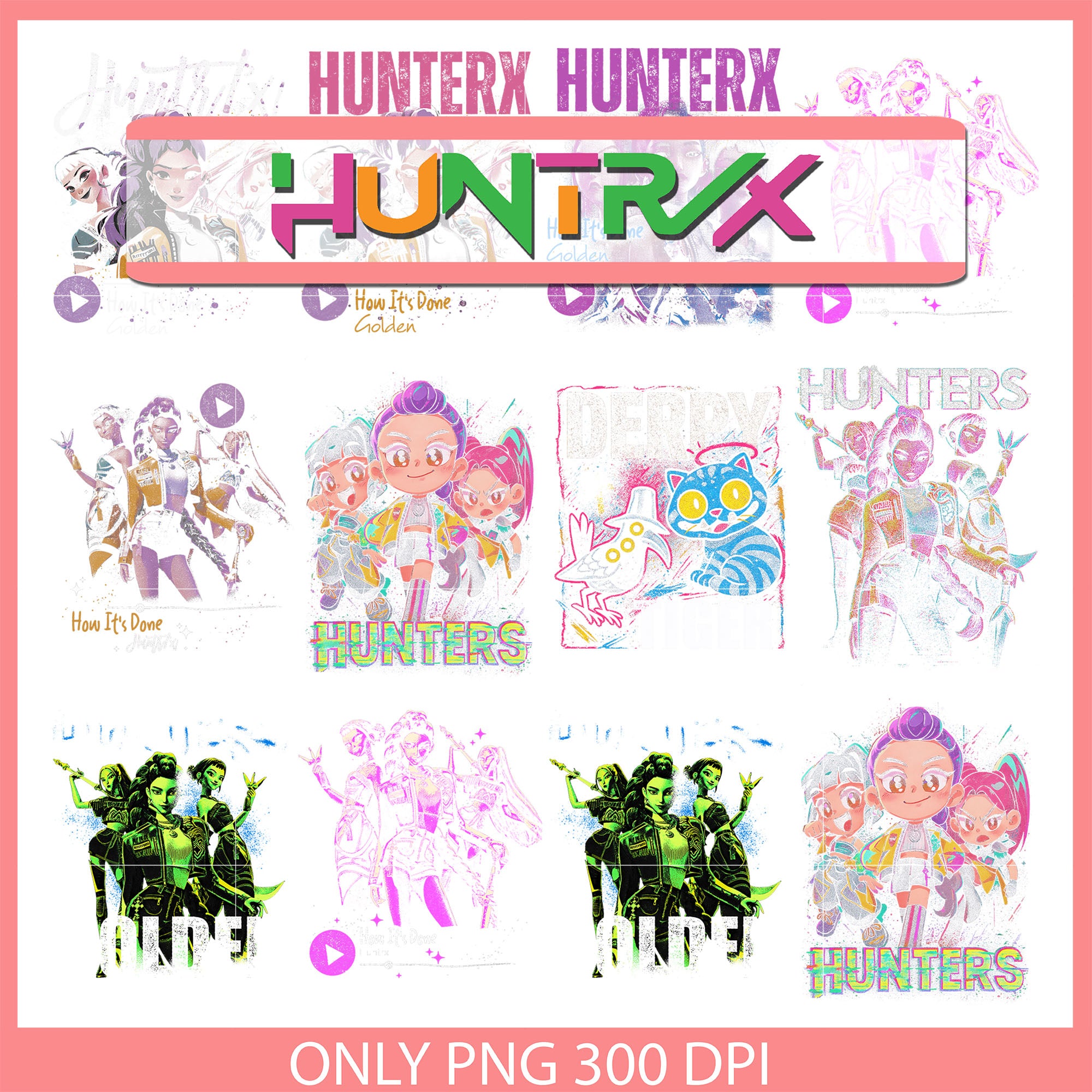 Girl team hunters design bundle png, kpop band movie png – Chinsvg