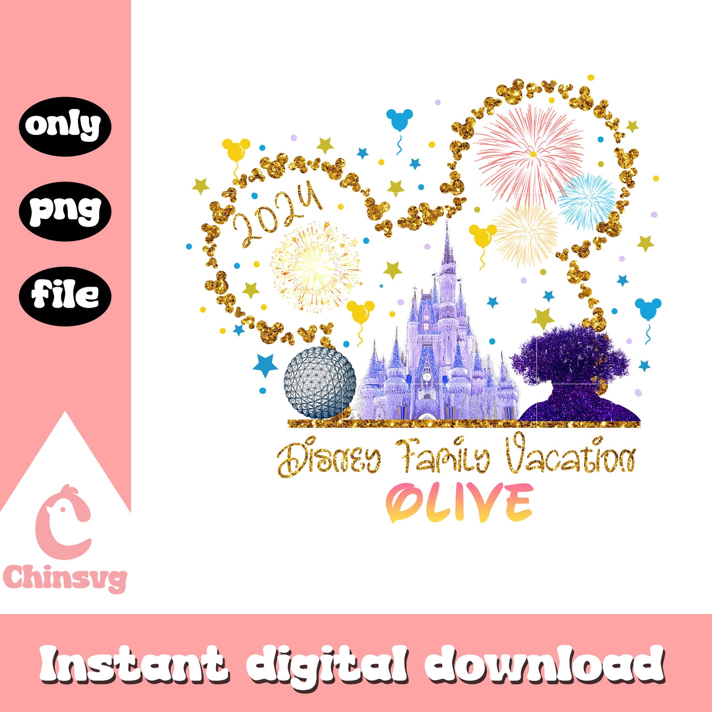 Glitter disney family vacation olive png, disney vacation png – Chinsvg