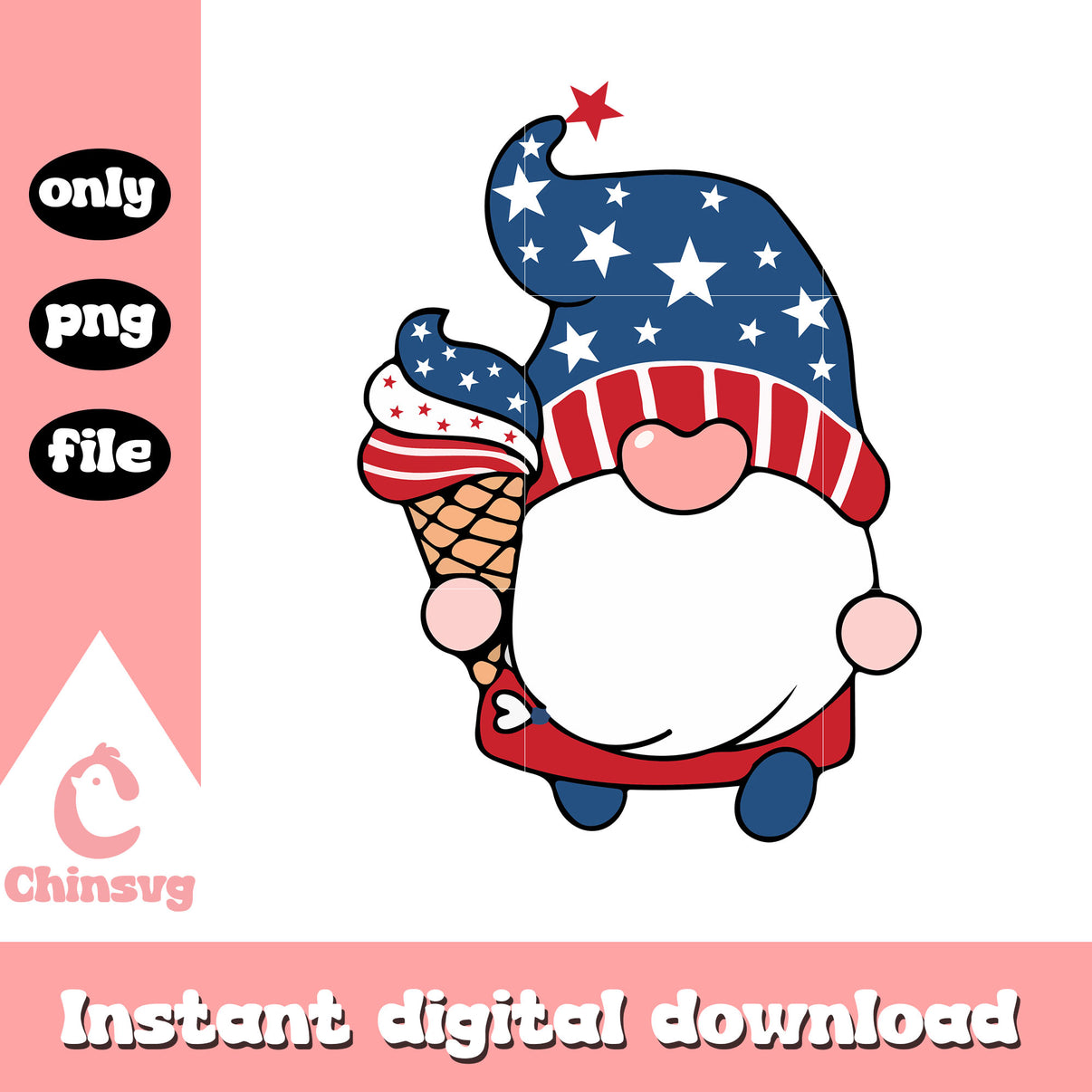 Gnomies freedom ice cream cone png, gnomies blue hat star png – Chinsvg
