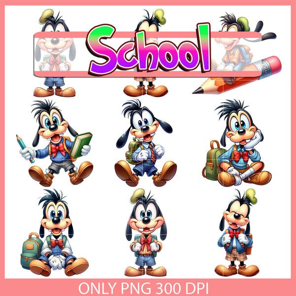 Goofy character back to school design bundle png, disney goofy png ...