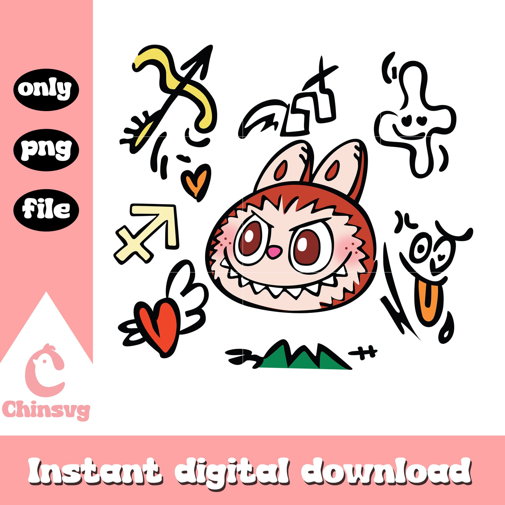 Graffiti grin labubu clipart drawing png, clipart labubu png – Chinsvg