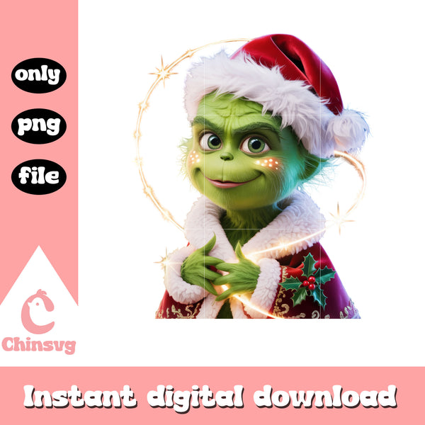 Green grinch sparkling light design png, merry christmas memes png ...