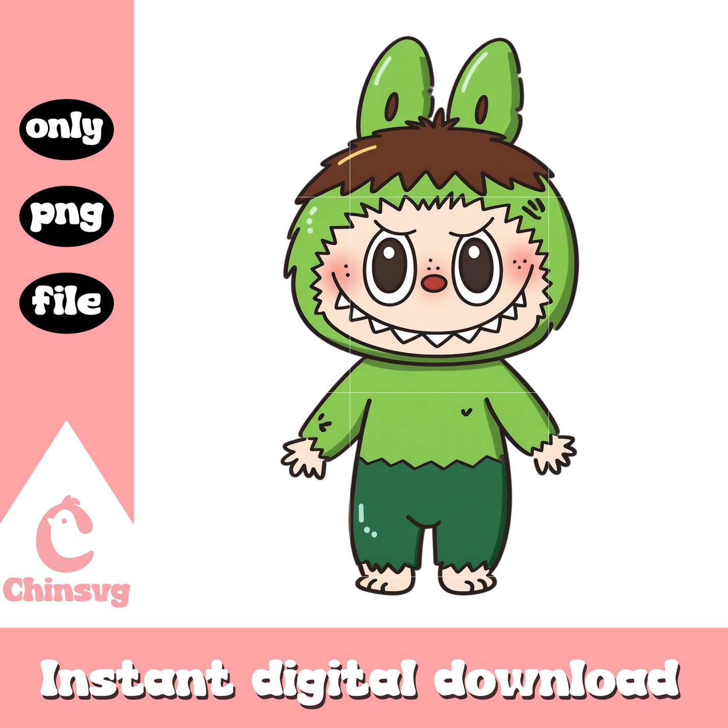 Green labubu costume clothes design png, labubu green png – Chinsvg