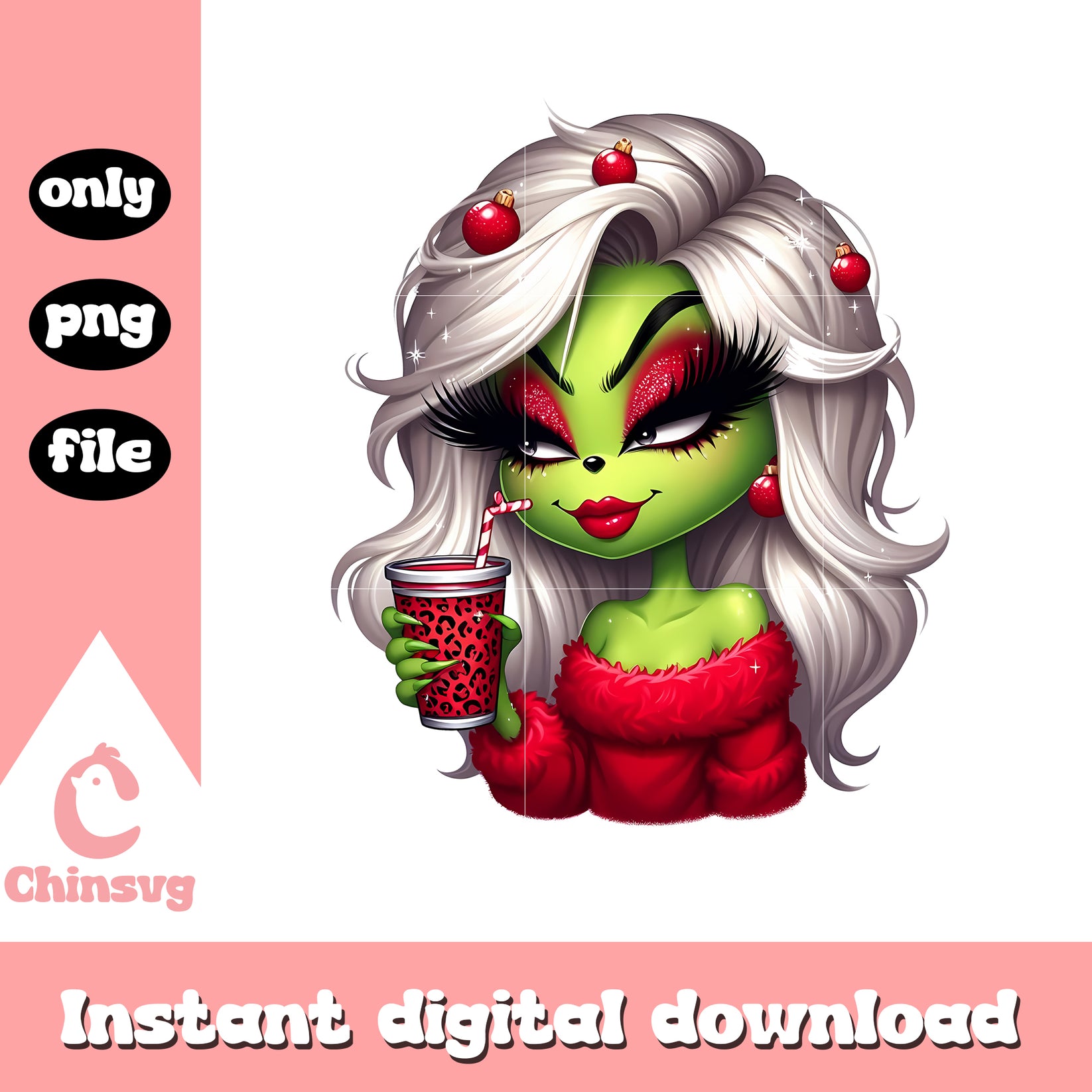 Grinch girl cute red christmas design png, girls grinch png – Chinsvg