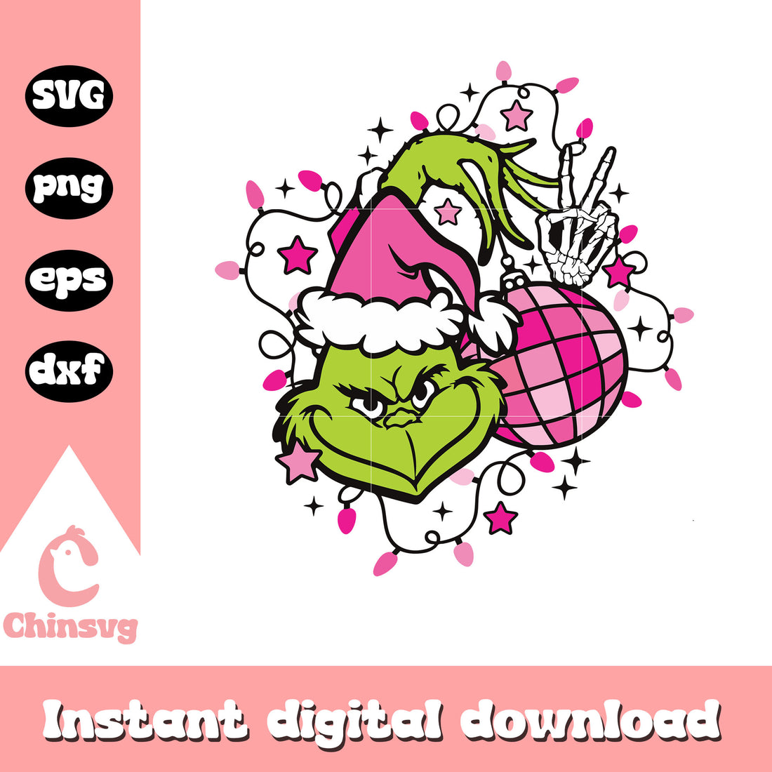 Grinch hand holding ornament pink svg, cartoon grinch face svg – Chinsvg