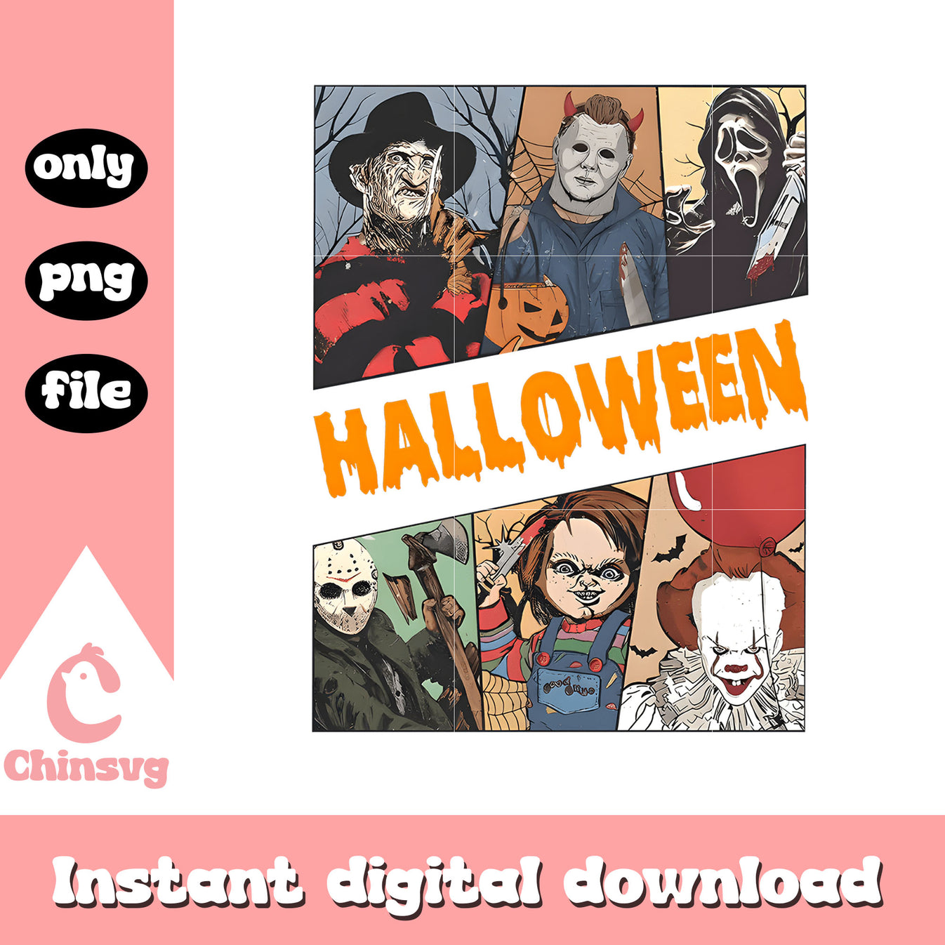 Halloween horror characters collage design png, collage horror png ...