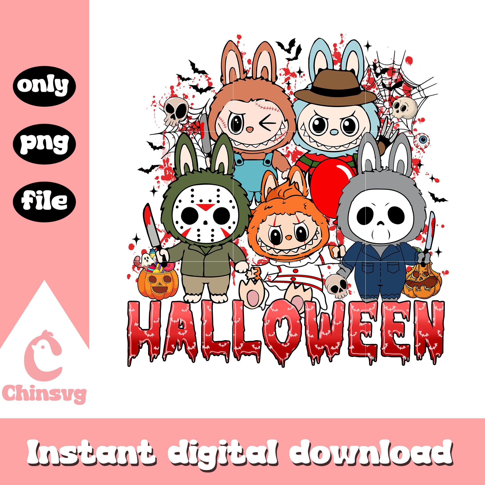 Halloween labubu horror character movies png, spooky movies png – Chinsvg