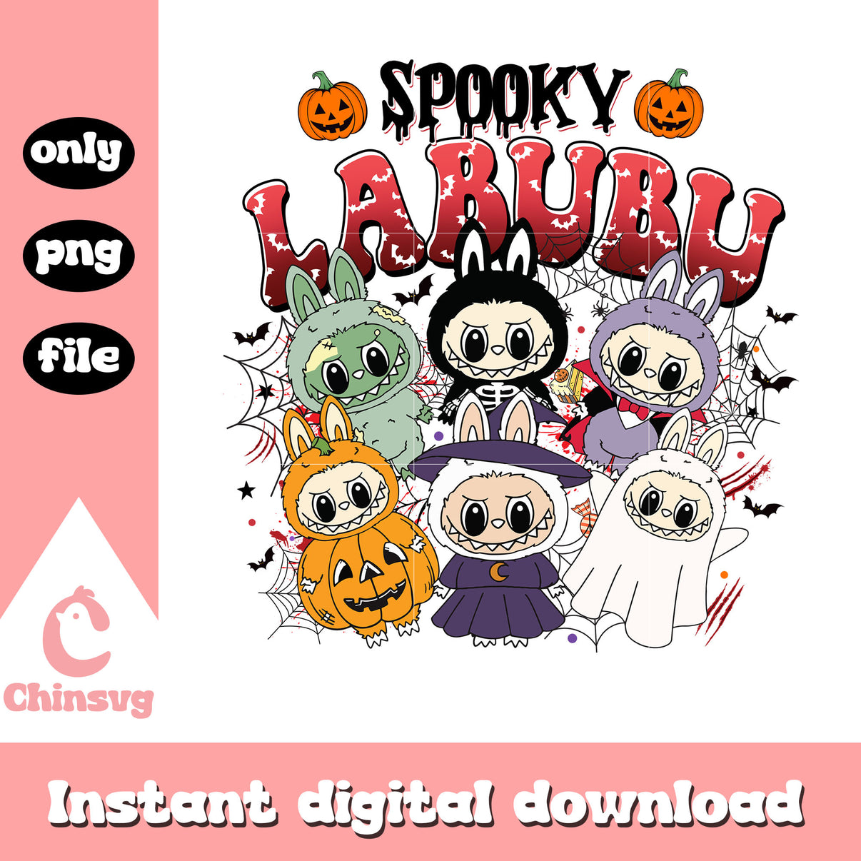Halloween spooky labubu witch design png, cartoon labubu png – Chinsvg