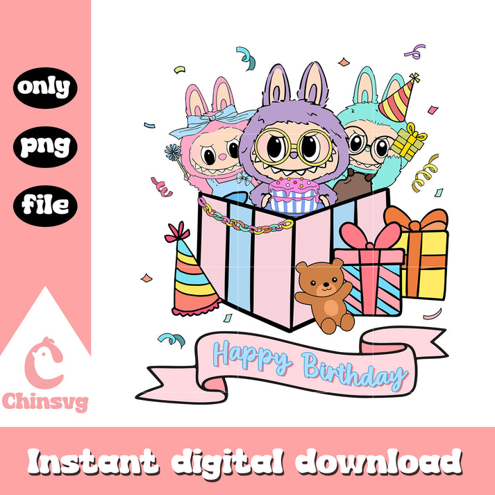 Happy birthday labubu doll design png, birthday gif png – Chinsvg