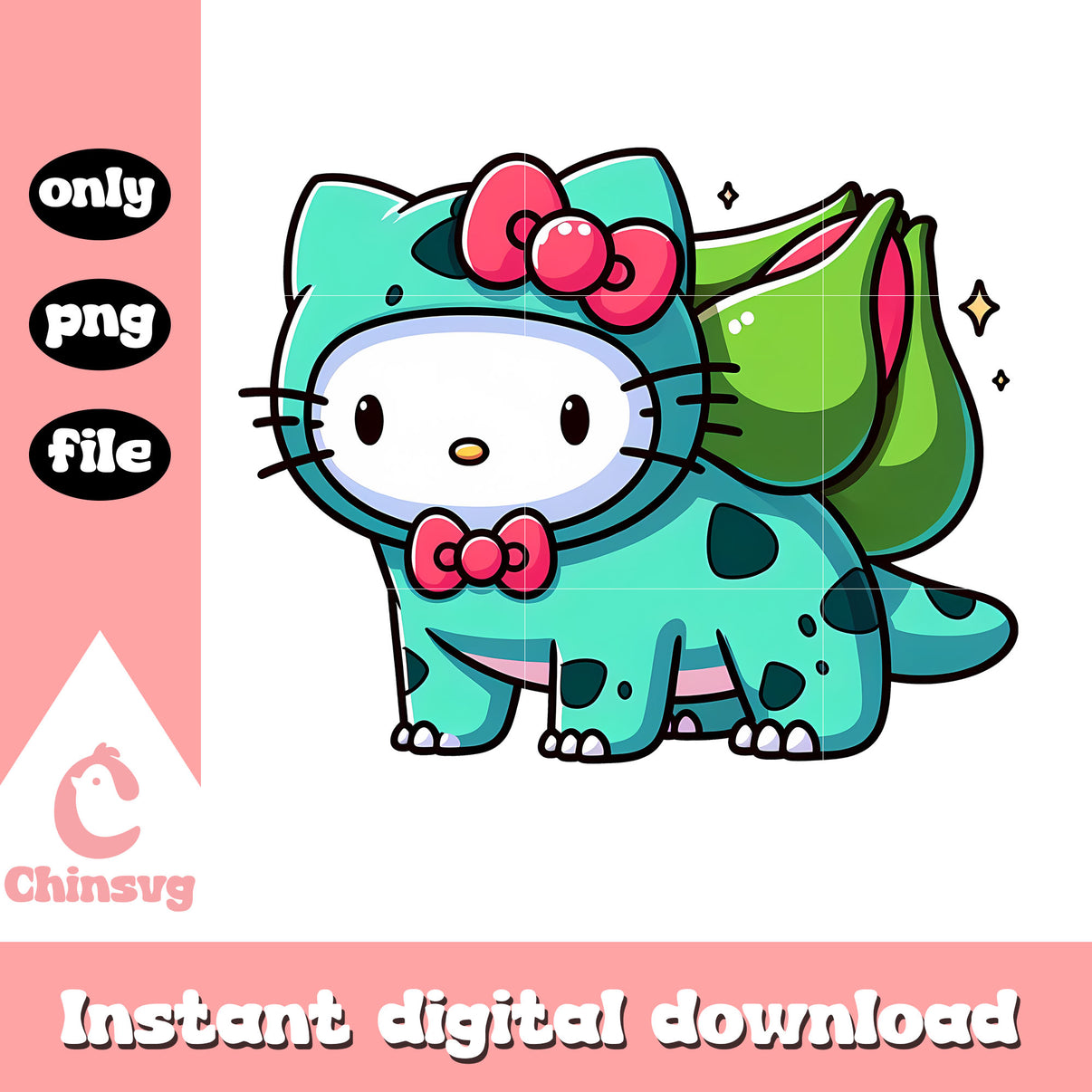 Hello Kitty Bulbasaur png, hello kitty costume png, pokemon png – Chinsvg