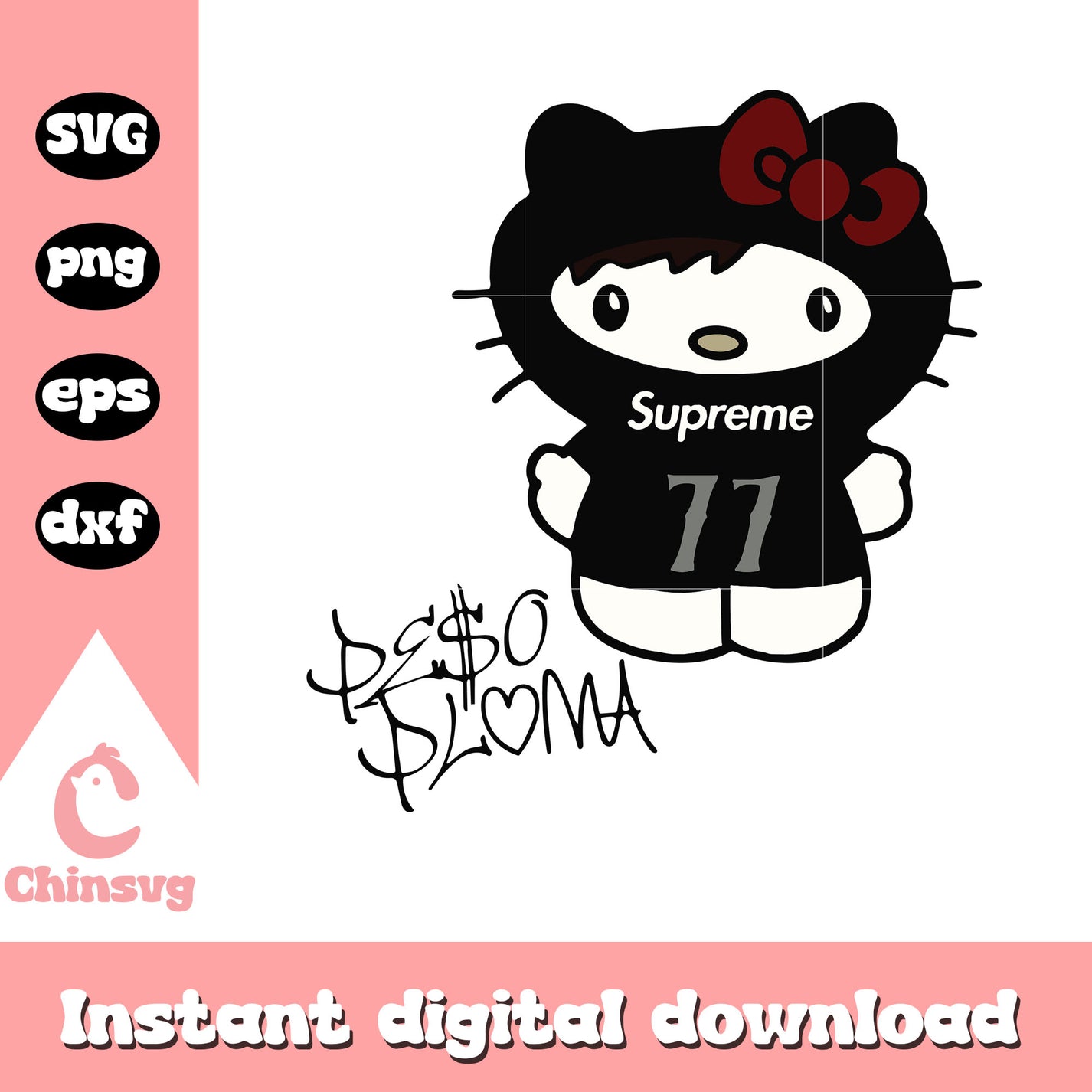 Hello Kitty PesoPluma supreme svg, hello kitty cat svg, kitty cat svg ...