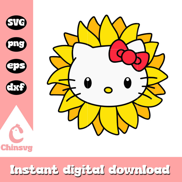 Hello Kitty face sunflower svg, hello kitty svg, sunflower svg – Chinsvg