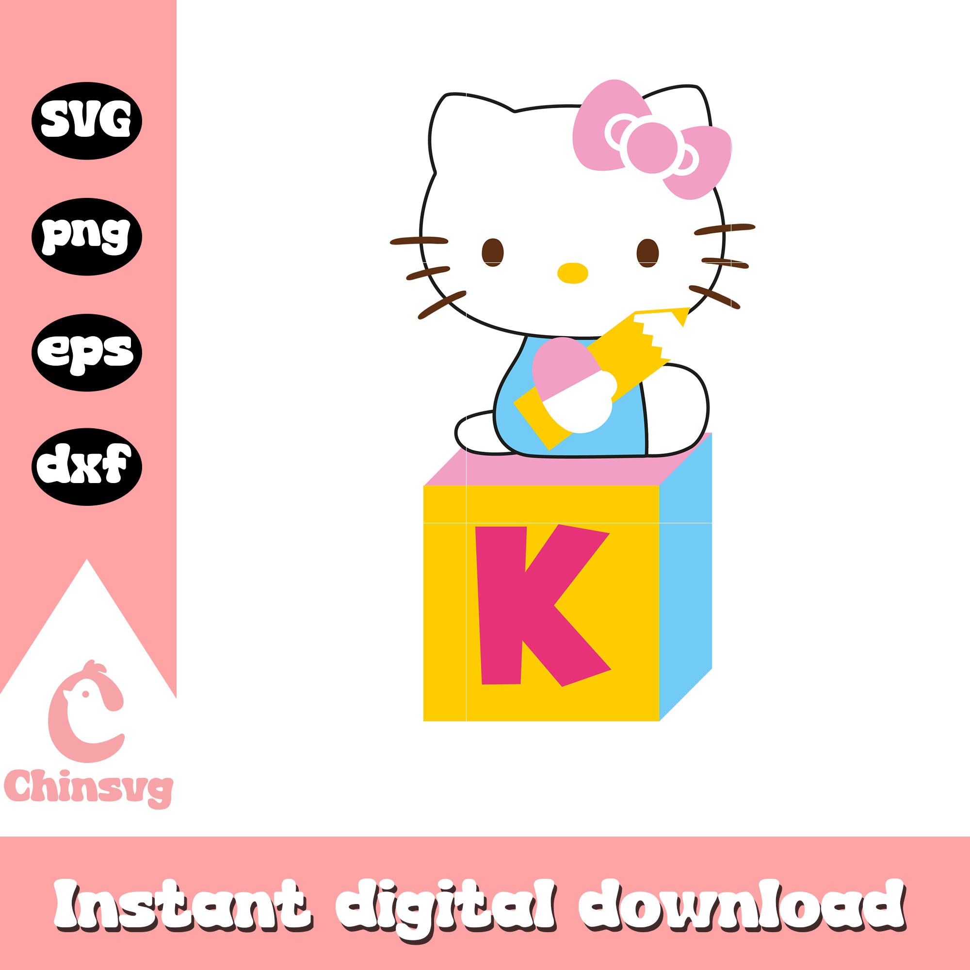 Hello kitty and K alphabet svg, hello kitty cat svg, kitty cat svg ...