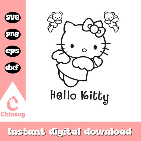 Hello kitty angel outline svg, hello kitty outline svg – Chinsvg