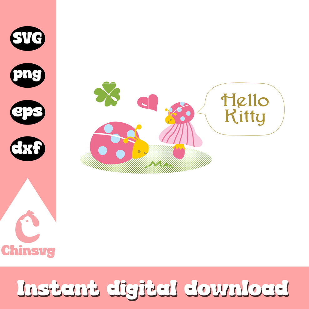 Hello kitty cartoon and bug svg, hello kitty love bug svg – Chinsvg