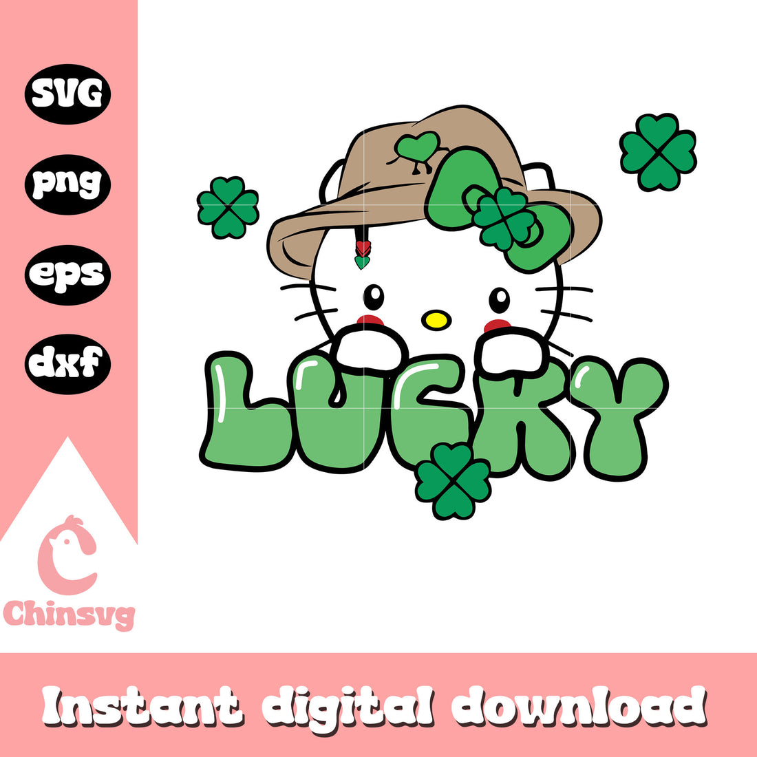 Hello kitty cat lucky svg, hello kitty st patrick's svg – Chinsvg