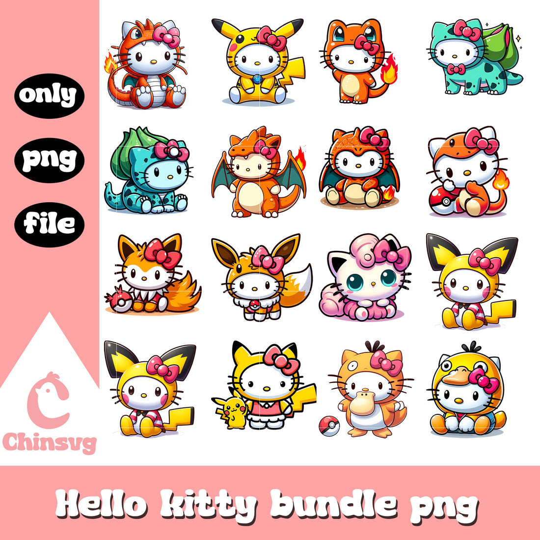 Hello kitty cosplay pokemon bundle png, pokemon png, sanrio png – Chinsvg