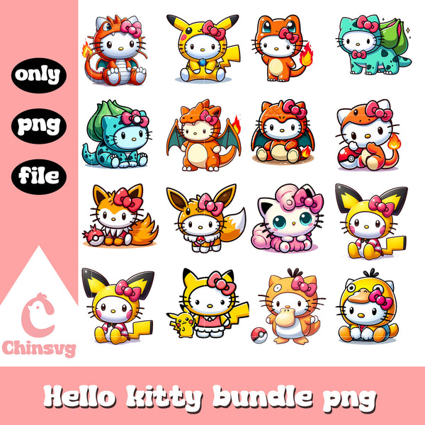 Hello kitty cosplay pokemon bundle png, pokemon png, sanrio png – Chinsvg