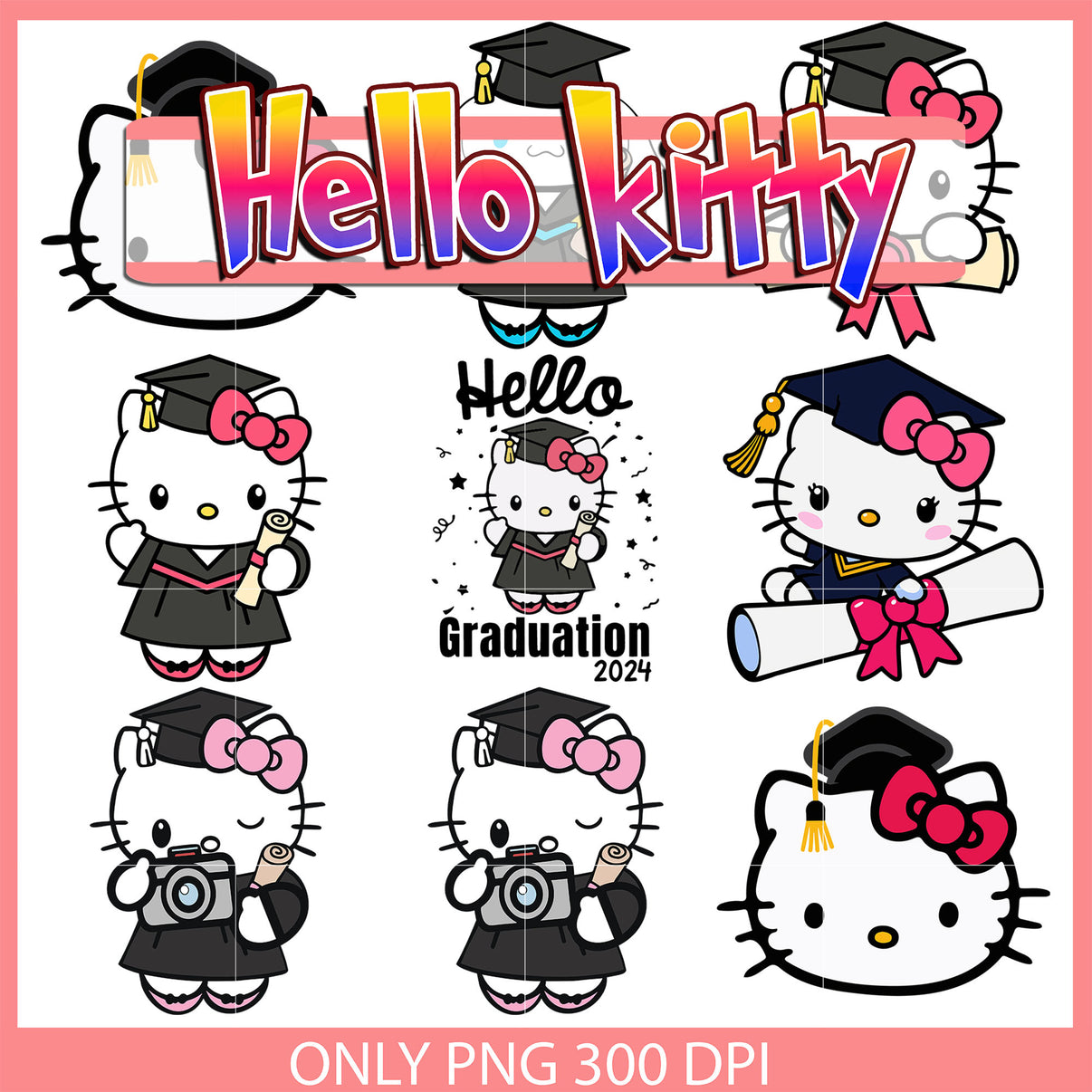 Hello kitty graduation design bundle svg, hello kitty graduation svg ...