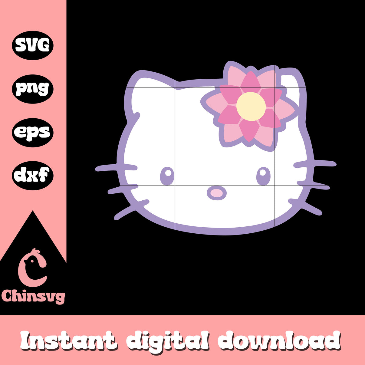 Hello kitty head cartoon svg digital download, hello kitty head svg ...