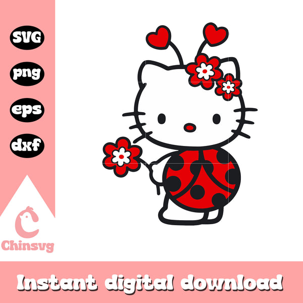 Hello kitty ladybug design svg, hello kitty svg, sanrio cartoon svg ...