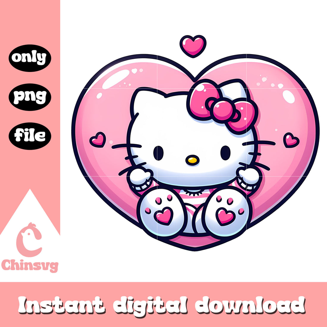 Hello kitty pink heart design png, happy valentines png, hello kitty p ...
