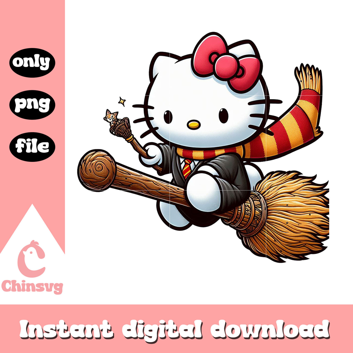 Hello kitty riding a flying broom png, harry potter film png – Chinsvg