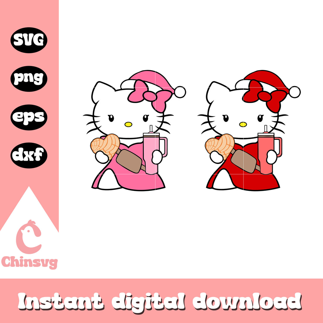 Hello kitty santa hat standley tumbler svg, standley tumbler svg – Chinsvg
