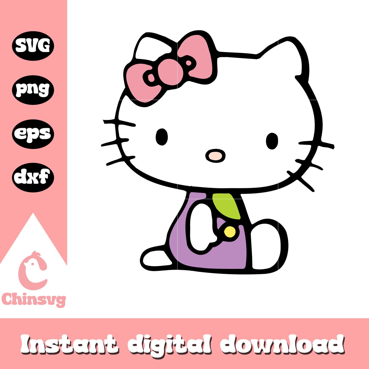 Hello kitty sitting cartoon sanrio svg, hello kitty cartoon svg – Chinsvg
