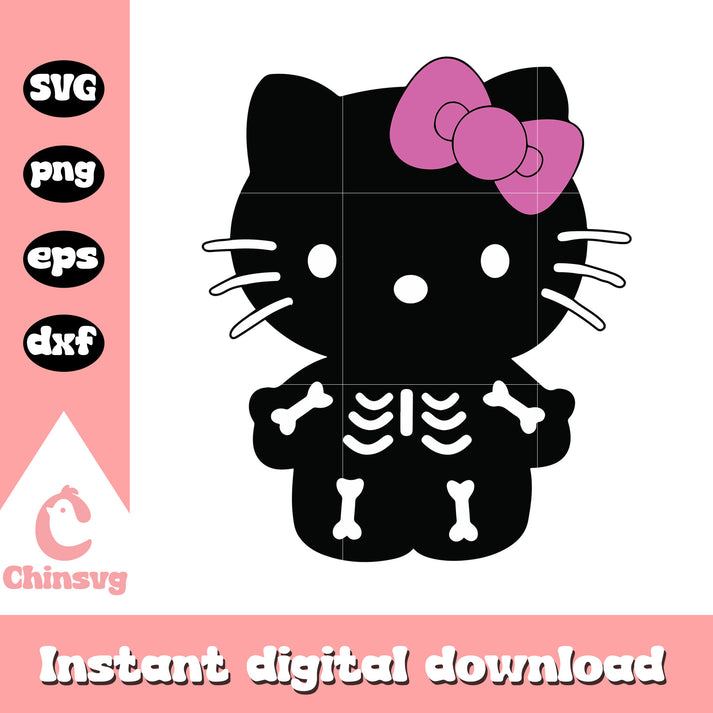 Hello kitty skeleton black halloween svg, halloween hello kitty svg ...