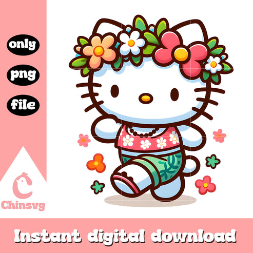 Hello kitty summer flower crown png, hello kitty characters png – Chinsvg