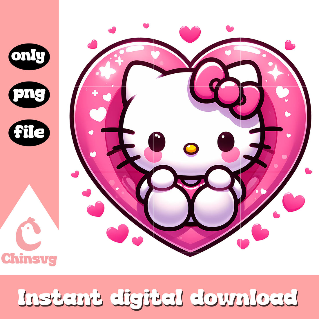 Hello kitty sweet heart design png, valentines png, heart shape png ...