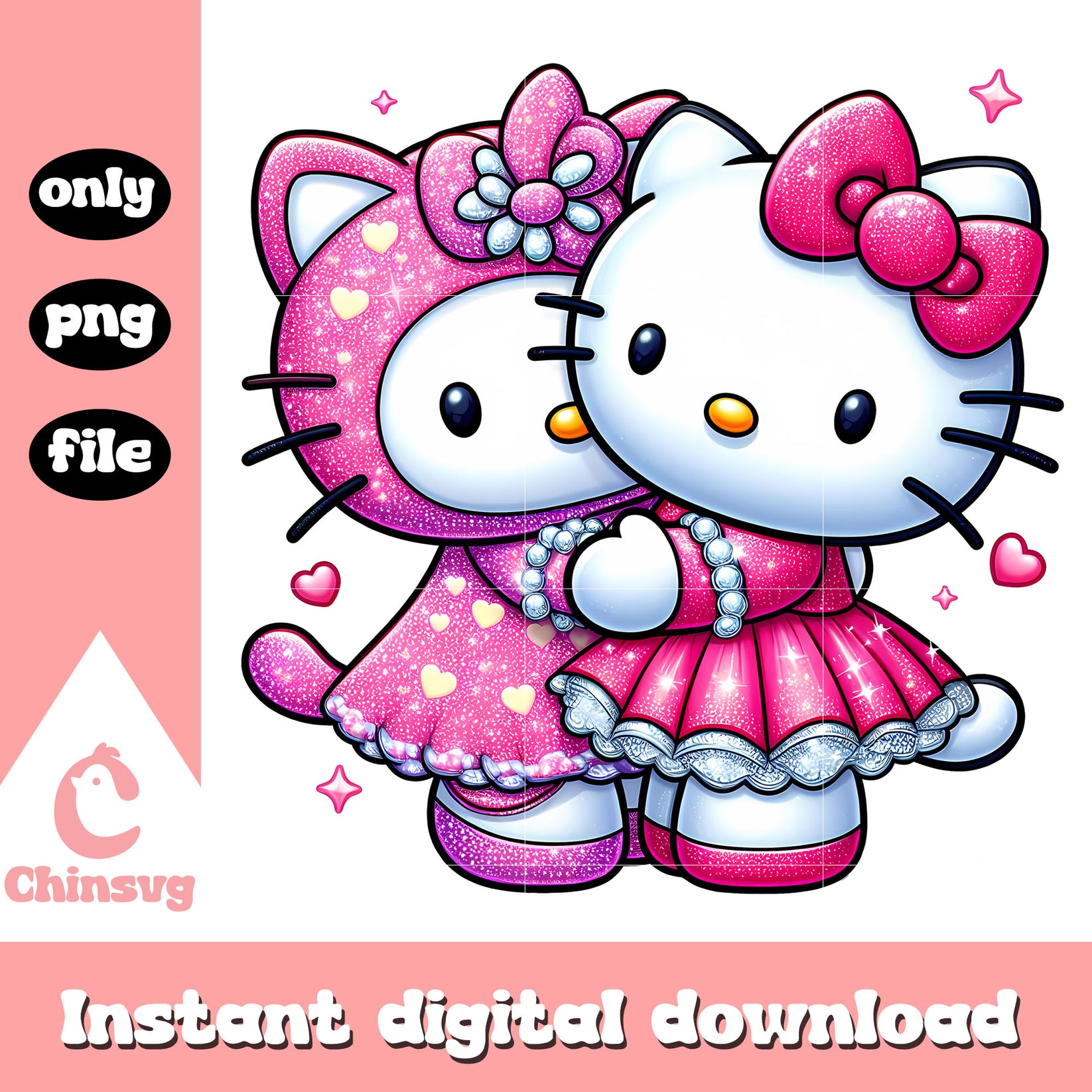 Hello kitty twins design png, sanrio character png, valentine png – Chinsvg