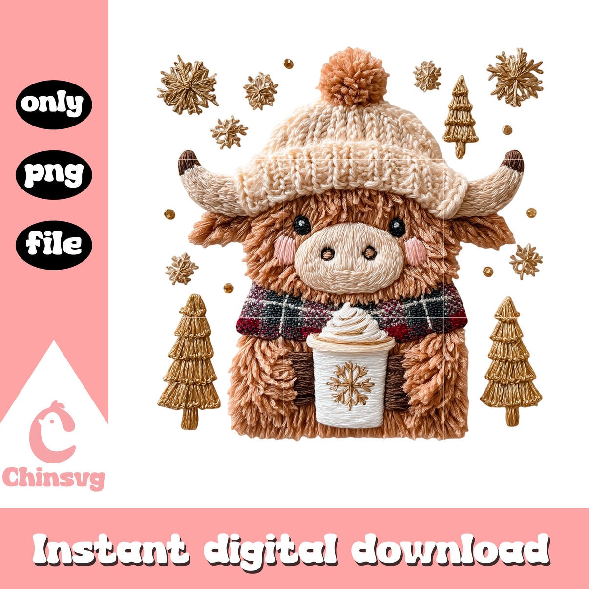 Highland cow christmas tree png, highland cow png – Chinsvg